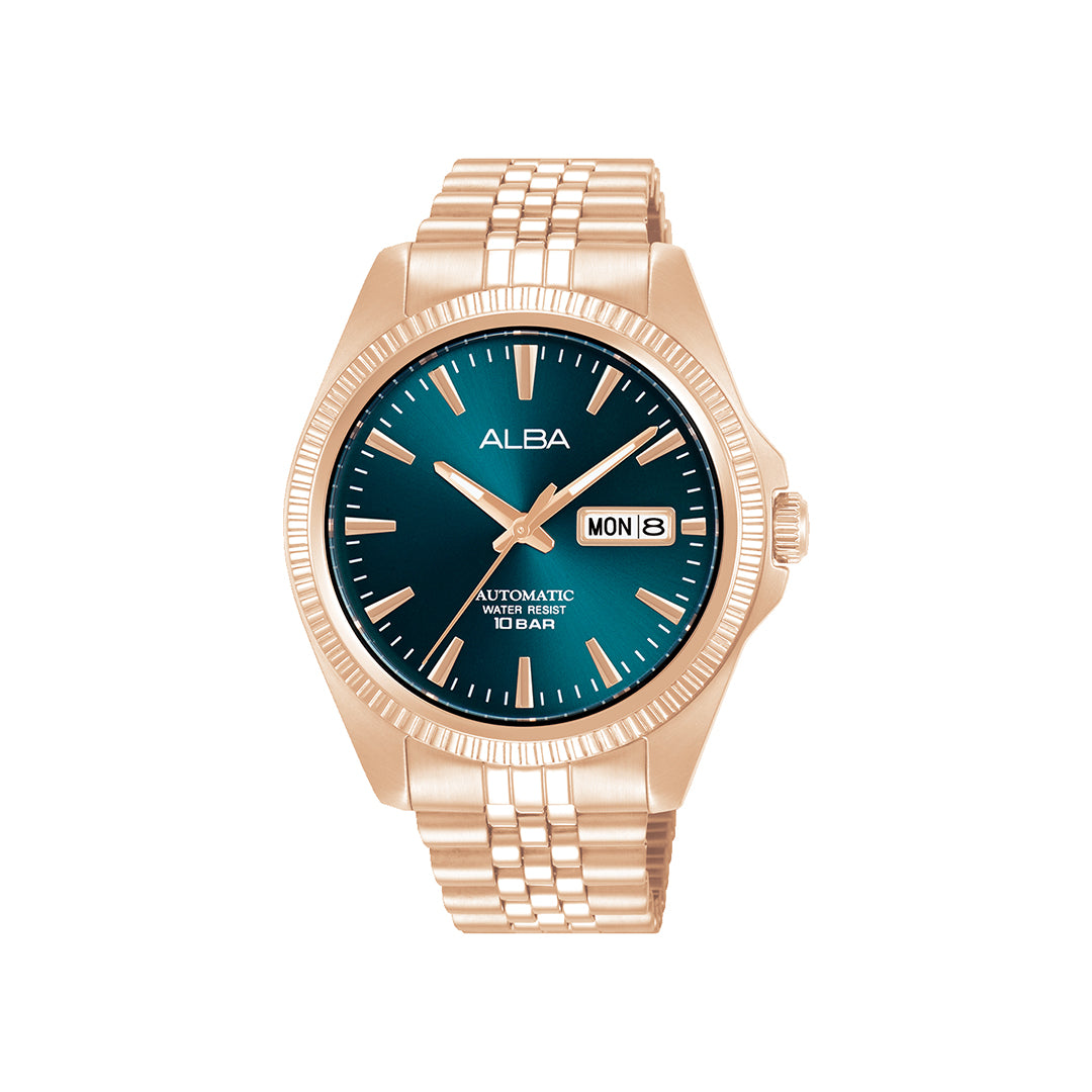 AL4780X1 Gold Bezel With Teal Sunray Dial Automatic Watch – ALBA ...