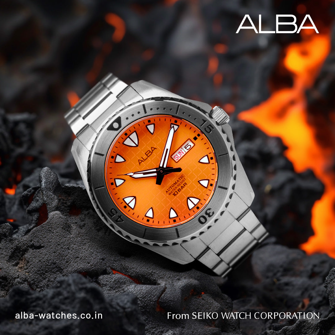 AL4581X1 Orange Patterned Dial Automatic Watch – ALBA WATCHES INDIA