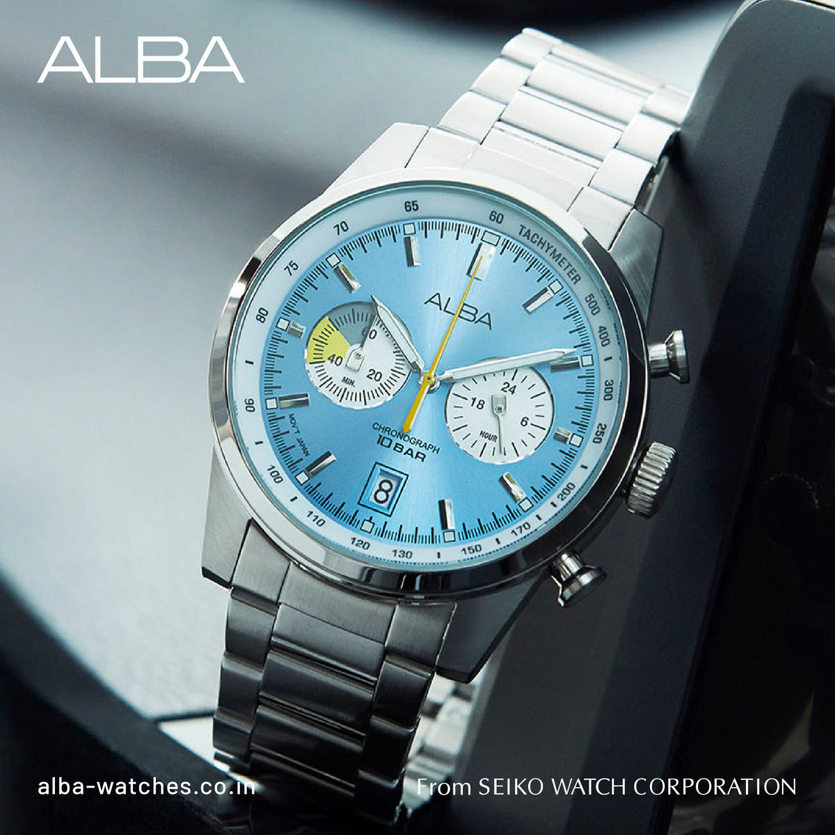 A4B011X1 Sky Blue + White Dial Chronograph Watch – ALBA WATCHES INDIA