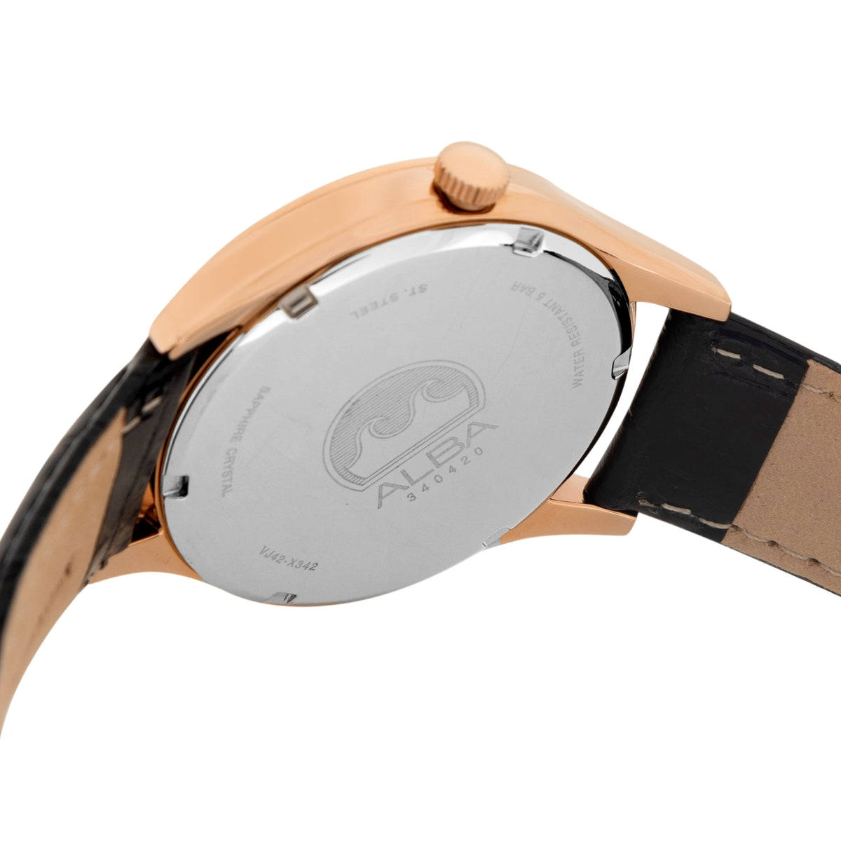 AS9R22X1 Asterix Black Dial with Black Leather Strap – ALBA WATCHES INDIA