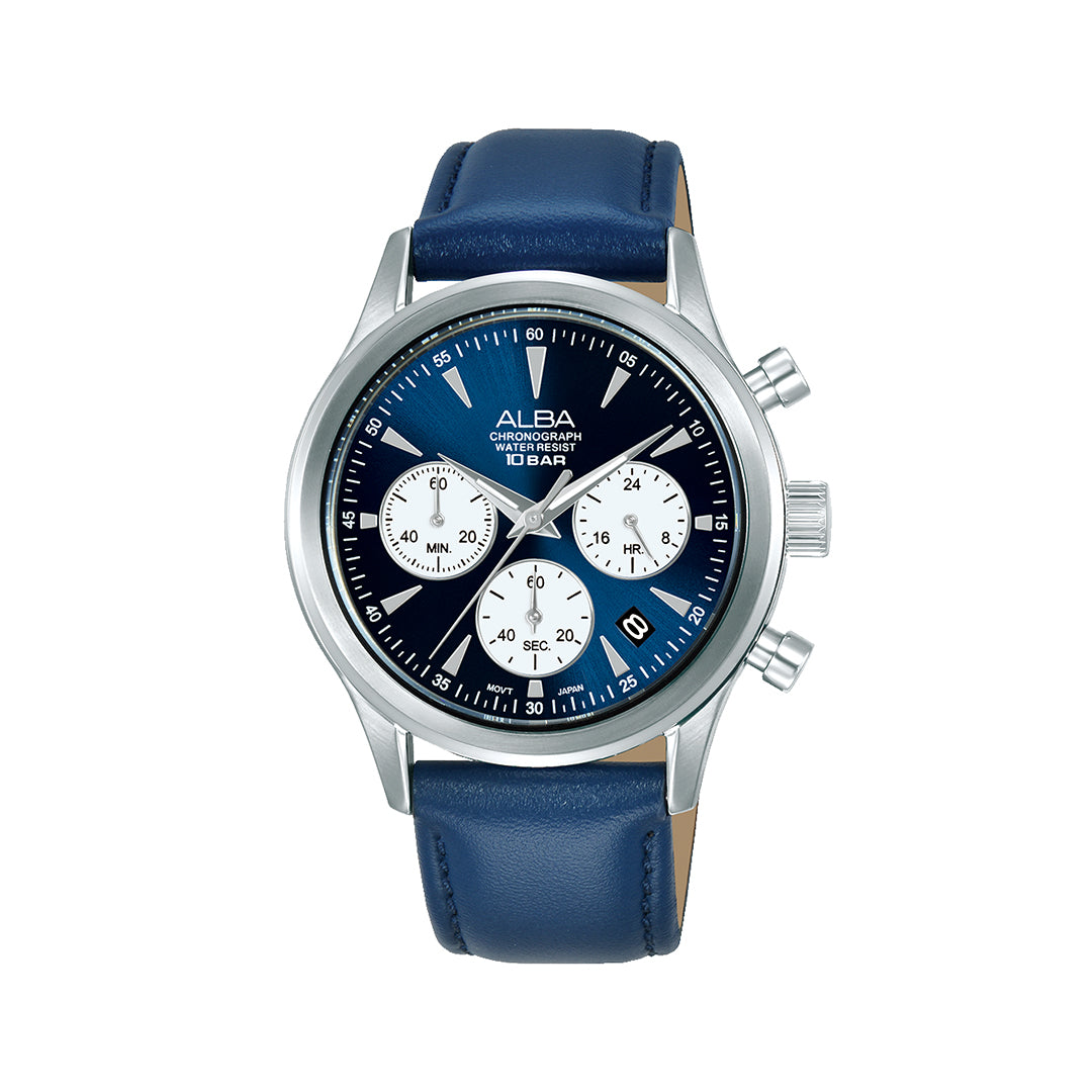 AT3K57X1 Blue Blaze Chronograph Leather Watch – ALBA WATCHES INDIA